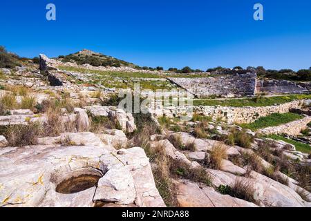 View of the ancient greek theater of Thorikos in Lavrio, Greece Stock ...