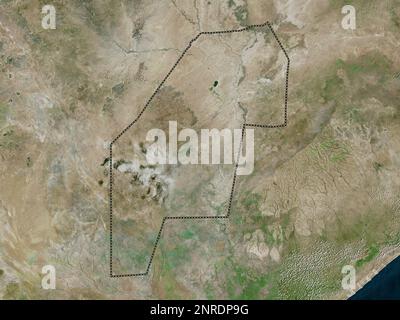 Gedo, region of Somalia. High resolution satellite map. Locations and ...