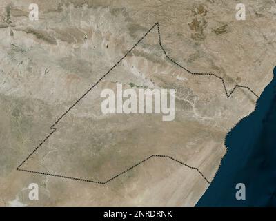 Nugaal, region of Somalia. High resolution satellite map. Locations and ...