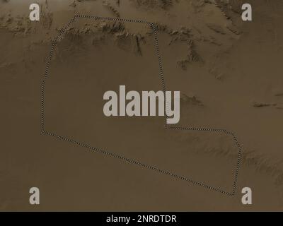 Togdheer, region of Somalia. Colored elevation map with lakes and ...