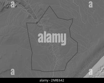 Hiiraan, region of Somalia Mainland. Bilevel elevation map with lakes and rivers. Locations and ...