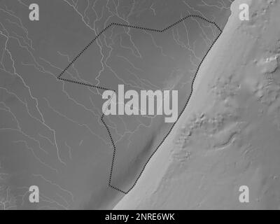 Mudug, region of Somalia. Grayscale elevation map with lakes and rivers Stock Photo - Alamy