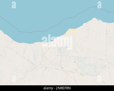 Sahil, region of Somaliland. Open Street Map. Corner auxiliary location ...
