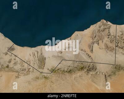 Sahil, region of Somaliland. Low resolution satellite map. Locations of ...