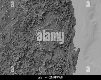 Gyeongsangbuk-do, province of South Korea. Bilevel elevation map with ...