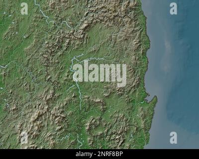 Gyeongsangbuk-do, province of South Korea. Colored elevation map with ...