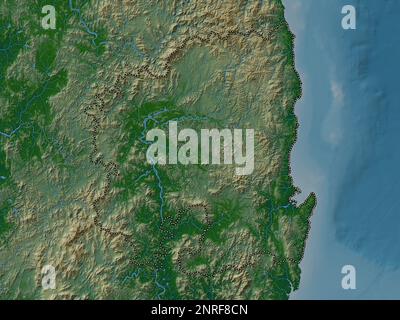 Gyeongsangbuk-do, province of South Korea. Colored elevation map with ...