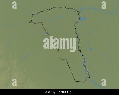 Unity, state of South Sudan. Colored elevation map with lakes and ...