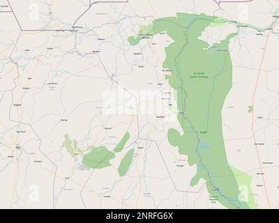 Unity, state of South Sudan. Open Street Map. Locations and names of ...