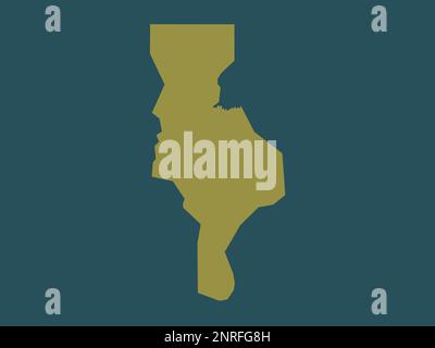 Warrap, state of South Sudan. Solid color shape. Locations and names of ...