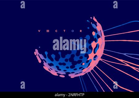 Vector illustration of exploding sphere. Flying fragments. Per-frame ...