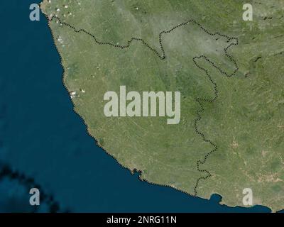 Galle, district of Sri Lanka. Low resolution satellite map. Locations ...