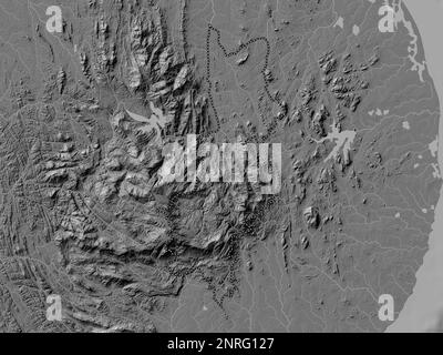 Badulla, district of Sri Lanka. Bilevel elevation map with lakes and ...