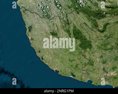 Galle, district of Sri Lanka. High resolution satellite map. Corner ...
