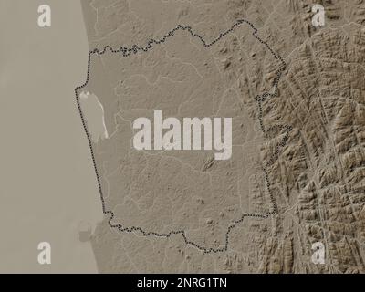 Gampaha, district of Sri Lanka. Colored elevation map with lakes and ...