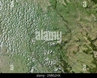 Kegalle, district of Sri Lanka. High resolution satellite map. Corner ...