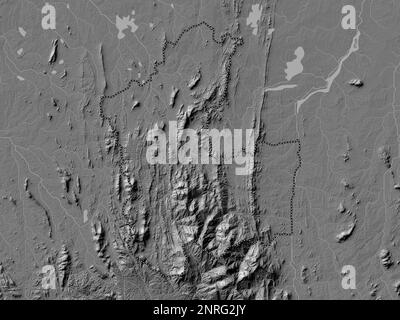 Matale, district of Sri Lanka. Bilevel elevation map with lakes and ...