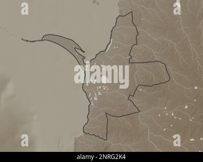 Mannar, district of Sri Lanka. Colored elevation map with lakes and ...