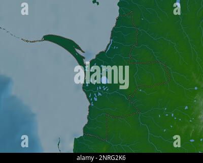 Mannar, district of Sri Lanka. Colored elevation map with lakes and ...