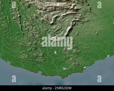 Matara, district of Sri Lanka. Elevation map colored in wiki style with ...