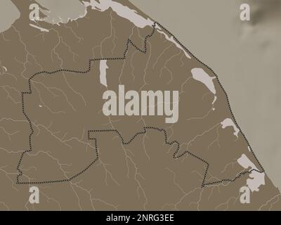 Mullaitivu, district of Sri Lanka. Colored shader data with lakes and ...