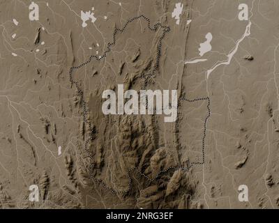 Matale, district of Sri Lanka. Elevation map colored in sepia tones ...