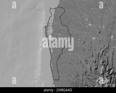 Puttalam, district of Sri Lanka. Elevation map colored in sepia tones ...