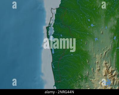 Puttalam, district of Sri Lanka. Elevation map colored in sepia tones ...