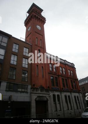 Dublin, Ireland - December 29th 2012 : Facade of a building in red ...