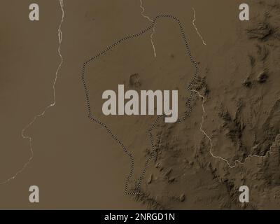 Blue Nile, state of Sudan. Colored elevation map with lakes and rivers ...