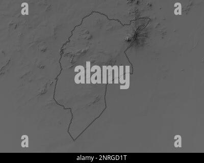 Central Darfur, state of Sudan. Grayscale elevation map with lakes and ...