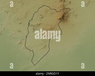 Central Darfur, state of Sudan. Colored elevation map with lakes and ...