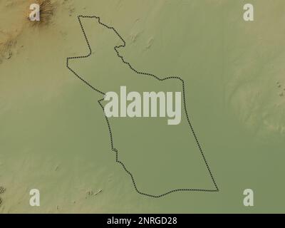 East Darfur, state of Sudan. Colored elevation map with lakes and ...