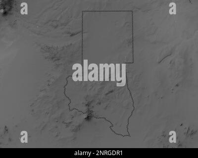 North Darfur, state of Sudan. Grayscale elevation map with lakes and ...