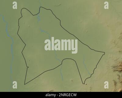 Sennar, state of Sudan. Colored elevation map with lakes and rivers ...