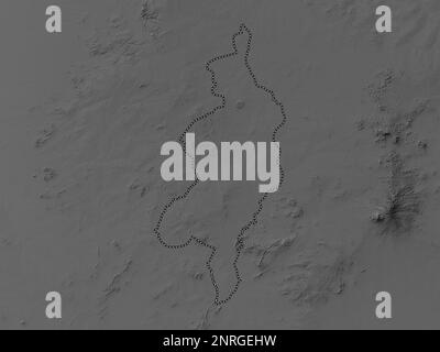 West Darfur, state of Sudan. Grayscale elevation map with lakes and ...