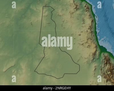 River Nile, state of Sudan. Colored elevation map with lakes and rivers ...
