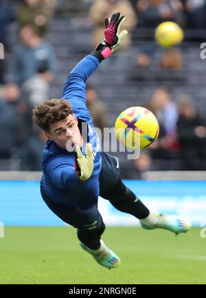 Chelsea's Kepa Arrizabalaga during the pre-match warm-up during Premier ...