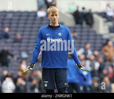 Chelsea's Lucas Bergstrom during the pre-match warm-up during the ...