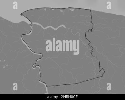 Commewijne, district of Suriname. Elevation map colored in wiki style ...