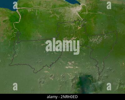 Para, district of Suriname. Low resolution satellite map. Locations and ...