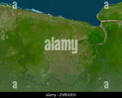 Coronie, district of Suriname. Low resolution satellite map. Locations ...