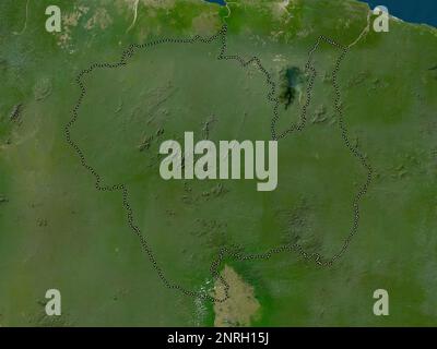 Sipaliwini, district of Suriname. Low resolution satellite map. Corner ...