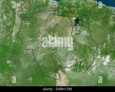 Sipaliwini, district of Suriname. High resolution satellite map. Corner ...