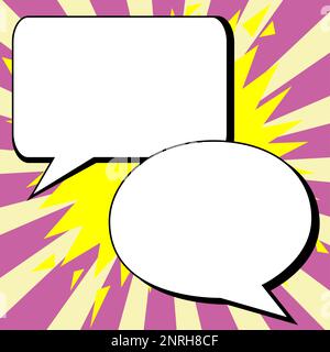 Two big white empty speech bubbles for text. Square and oval dialog ...