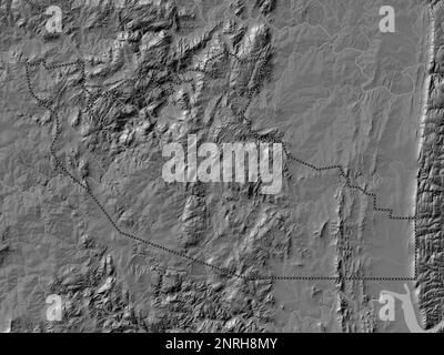 Shiselweni, district of Eswatini. Bilevel elevation map with lakes and ...