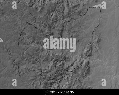 Manzini, district of Eswatini. Grayscale elevation map with lakes and ...