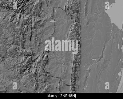 Lubombo, district of Eswatini. Bilevel elevation map with lakes and ...