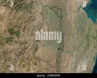 Lubombo, district of Eswatini. Low resolution satellite map. Locations ...