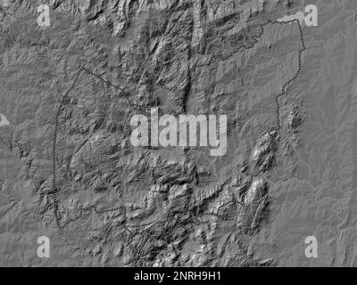 Manzini, district of Eswatini. Bilevel elevation map with lakes and ...